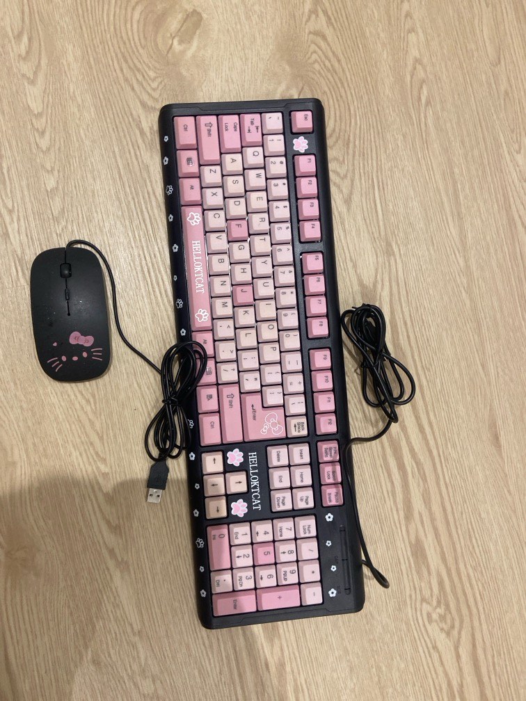 hello kitty themed keyboard + mouse, Computers & Tech, Parts ...