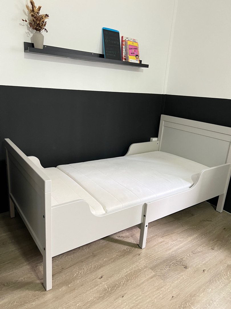 IKEA - SUNDVIK Ext bed frame with slatted bed base, grey,, Babies ...
