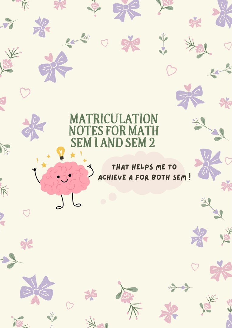 Maths matriculation notes sem 1&2, Hobbies & Toys, Books & Magazines ...