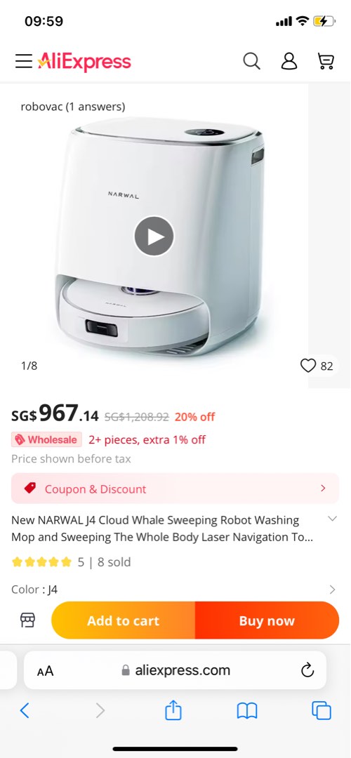 Narwal J4 robot vacuum and mop model, TV & Home Appliances, Vacuum ...