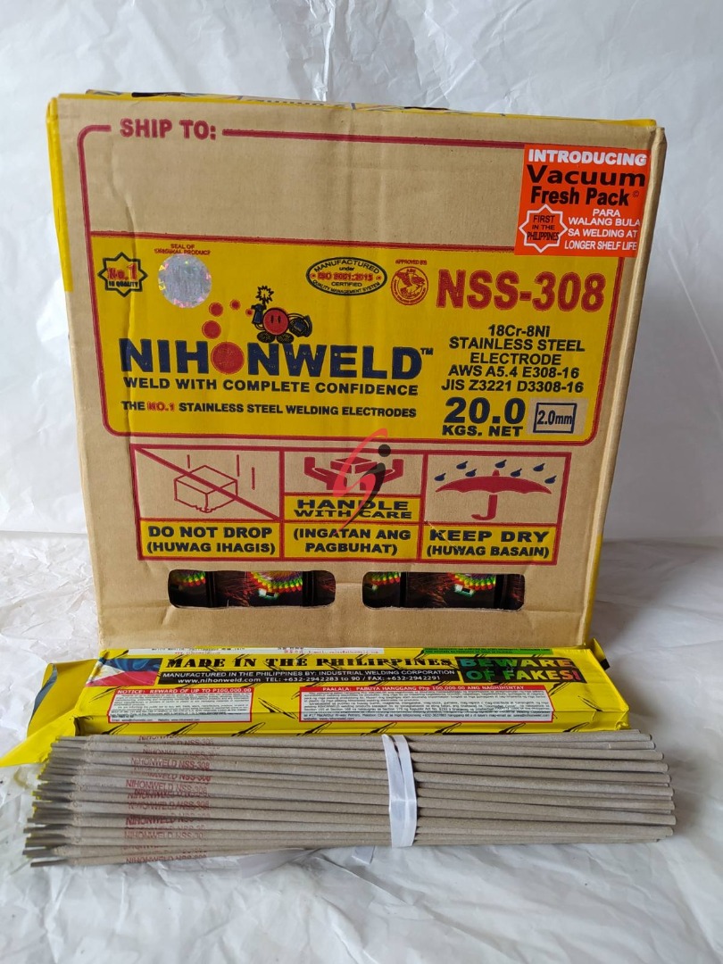 Nihonweld Welding Rod NSS-308 2mm (5/64in) and 2.5mm (3/32in) for Stainless Steel, Commercial ...