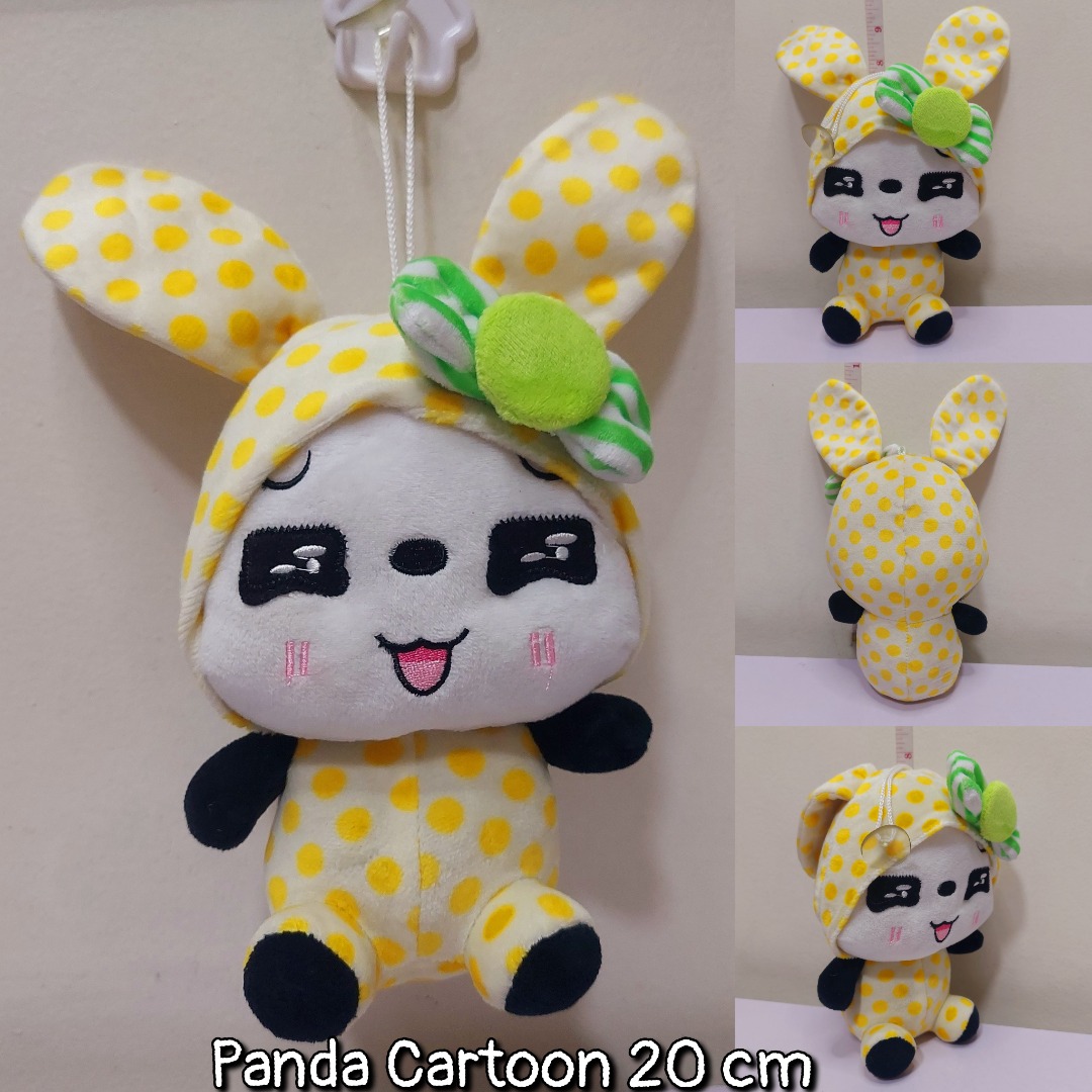Panda Cartoon dressed in a rabbit yellow polka dot cosplay outfit (20cm ...