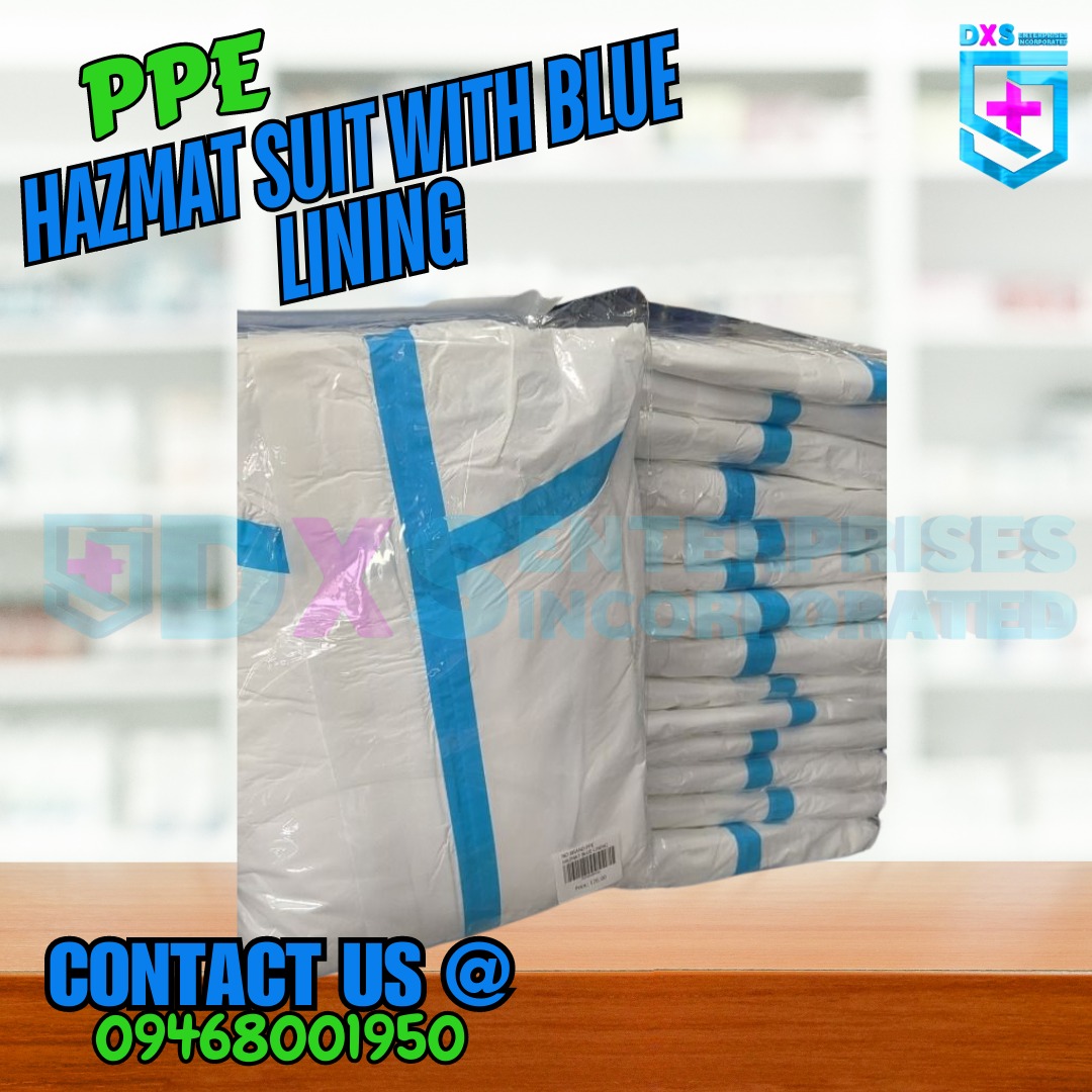 PPE HAZMAT SUIT WITH BLUE LINING, Health & Nutrition, Medical Supplies & Tools on Carousell