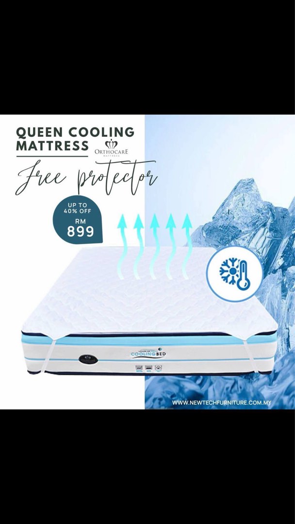 Queen Cooling Mattress, Furniture & Home Living, Furniture, Bed Frames & Mattresses on Carousell
