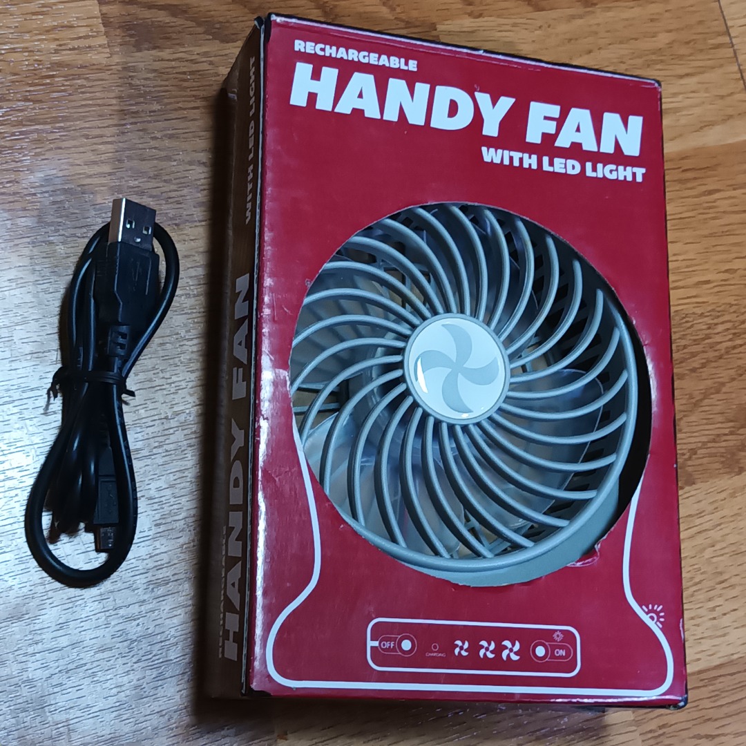 SALE !!! Rechargeable Handy Fan with LED Light & 7-Day Pill Box ...