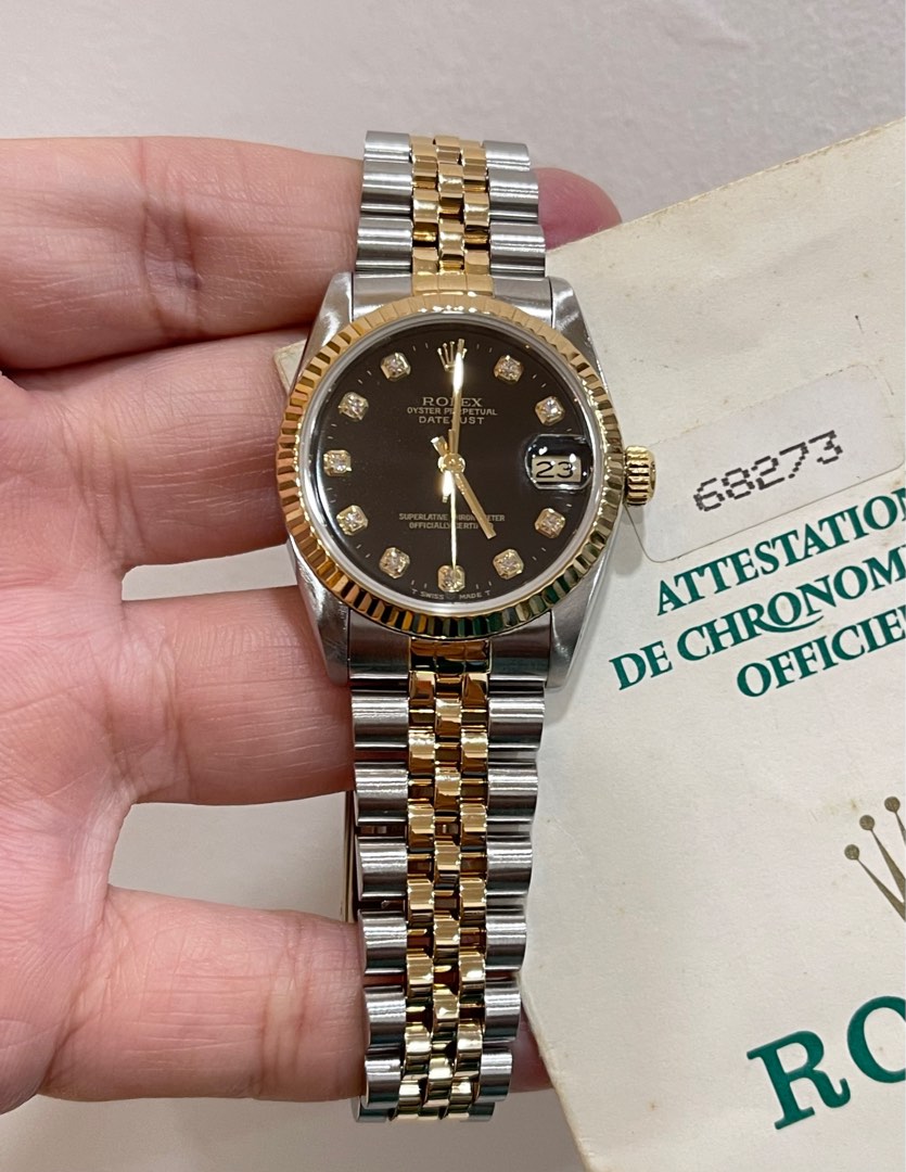 Rolex Datejust 31 68273 Fluted Black Diamonds Jubilee, Luxury, Watches ...