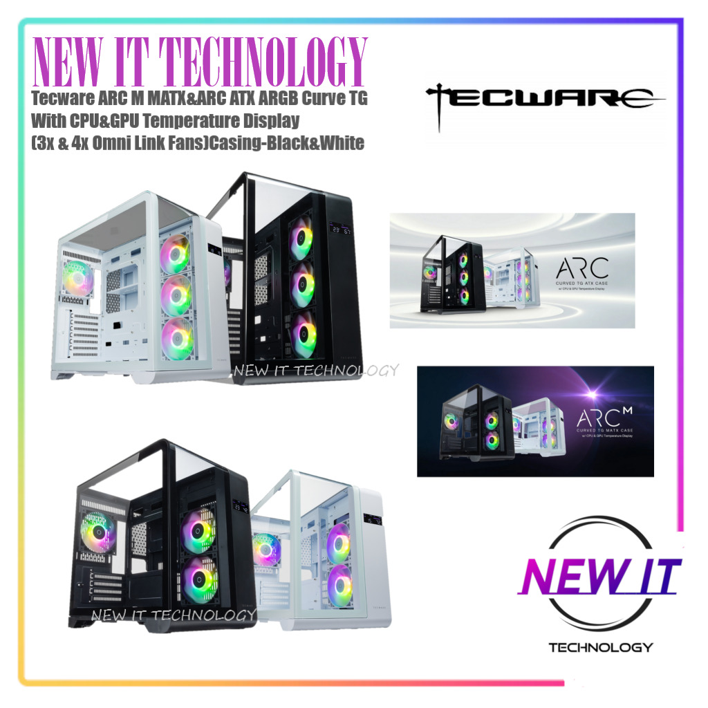 Tecware ARC M MATX&ARC ATX ARGB Curve TG With CPU&GPU Temperature ...