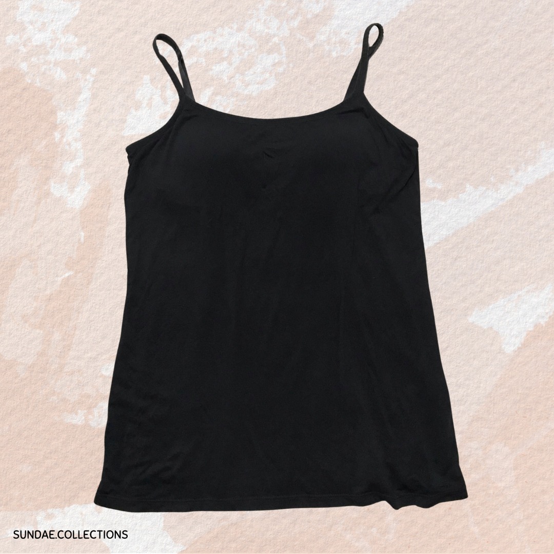 Uniqlo Airism Black Spaghetti Strap Bra Camisole Top, Women's Fashion ...