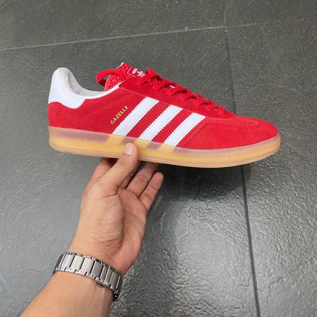 Adidas Gazelle Red, Men's Fashion, Footwear, Sneakers on Carousell