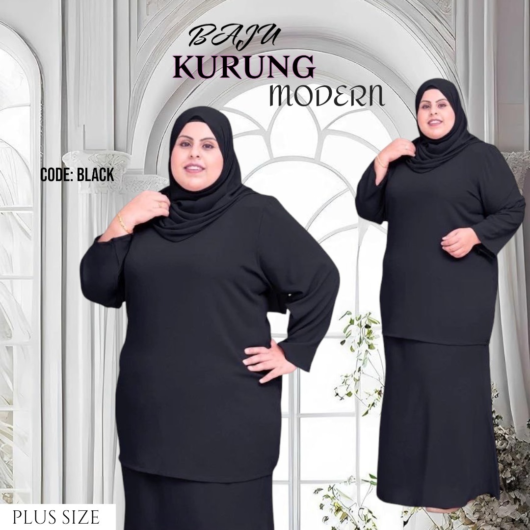 BAJU KURUNG MODERN PLUS SIZE (3XL-6XL)como crepe viral item front ...