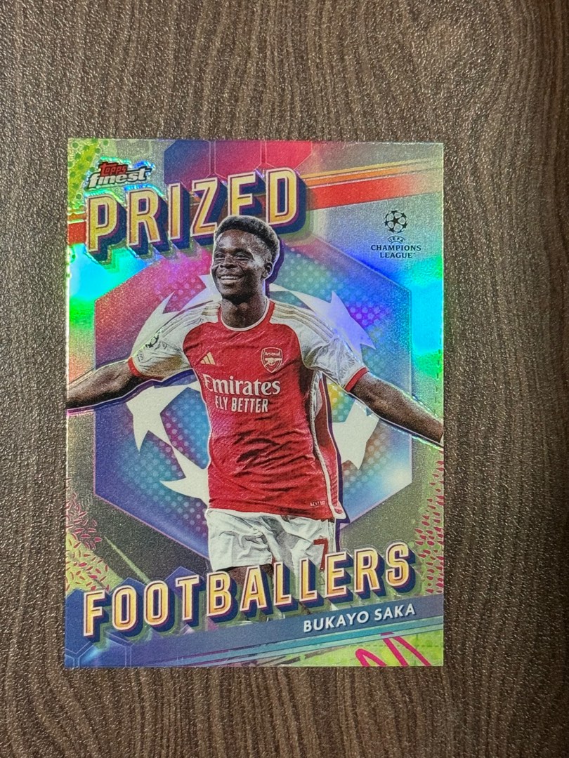 Bukayo Saka Topps finest Prized Footballers, Hobbies & Toys, Toys ...