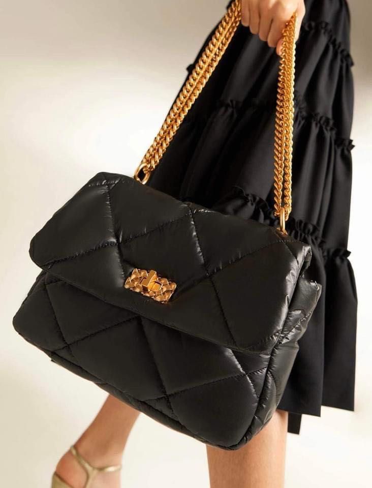 Charles & Keitch large paffuto shoulder bag in black, Women's Fashion ...