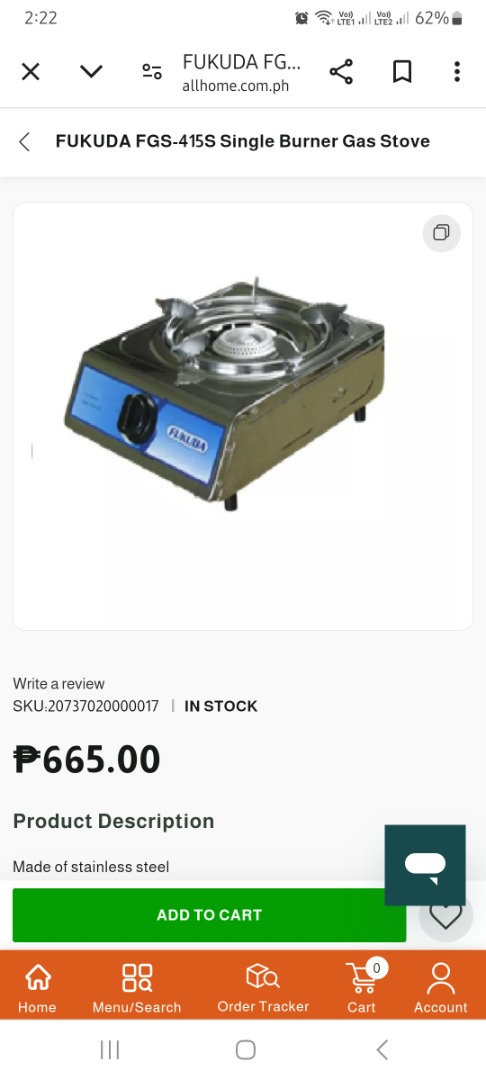FUKUDA SINGLE BURNER, Furniture & Home Living, Kitchenware & Tableware ...