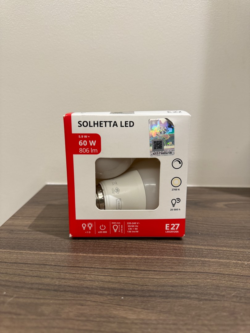 IKEA Solhetta LED bulb E27 806 lumen, Furniture & Home Living, Lighting ...