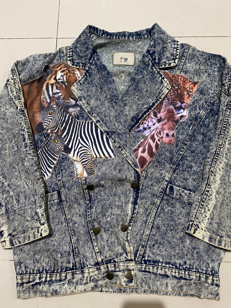 Rare Vintage Wild Animals Safari Denim jacket, Women's Fashion, Coats ...