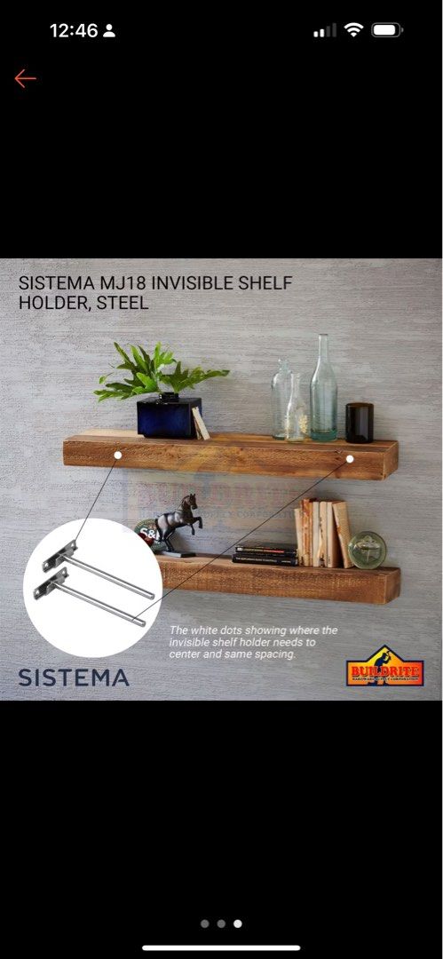 Sistema Invisible Bracket for Floating Shelf, Furniture & Home Living ...