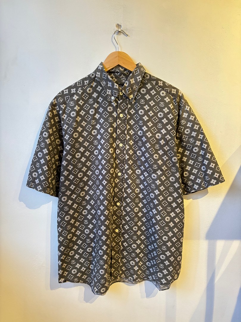 Vintage Stussy Ripoff LV Monogram Button Up Shirt, Men's Fashion, Tops ...