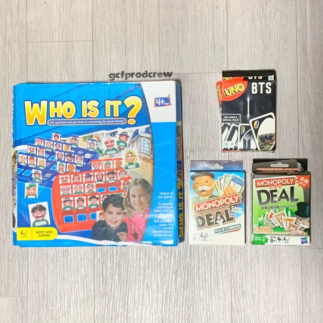 WHO IS IT? BTS UNO MONOPOLY DEAL GAMEBOARD BUNDLE, Hobbies & Toys, Toys ...