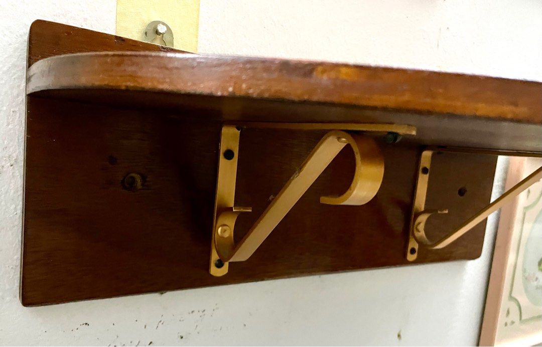 [ CLEARANCE ] Vintage English Wooden Half Moon Shaped Wall Rack with ...