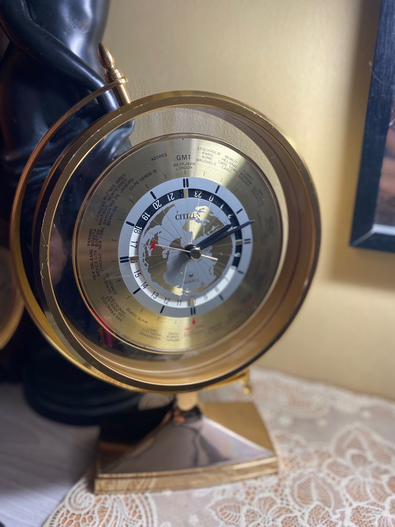 Citizen world clock quartz gold classic modern, Furniture & Home Living ...