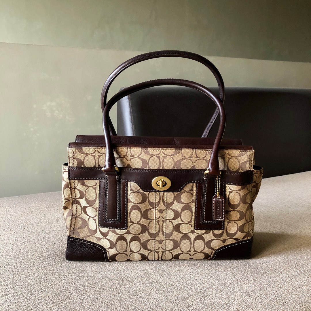Coach Hampton Brown Signature All Tote Shoulder Bag Vintage, Luxury, Bags & Wallets on Carousell