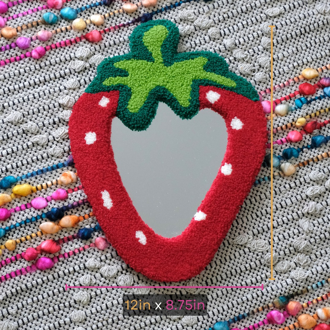 Dottie Studio Cute Strawberry Shaped Tufted Wall/Vanity Mirror 12x8.75 ...