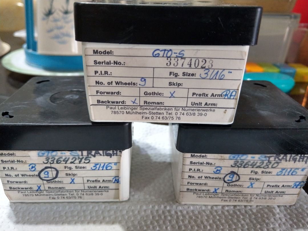 GTO Numbering Machine 7-Wheel/7 Digit & 9-Wheel / 9 Digit Rotary ...