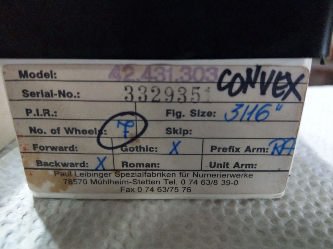 GTO Numbering Machine 7-Wheel/7 Digit & 9-Wheel / 9 Digit Rotary ...