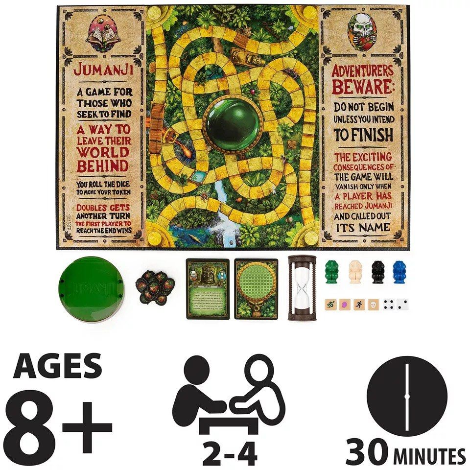 Jumanji The Game, The Classic Scary Adventure Family Board Game (Brand ...