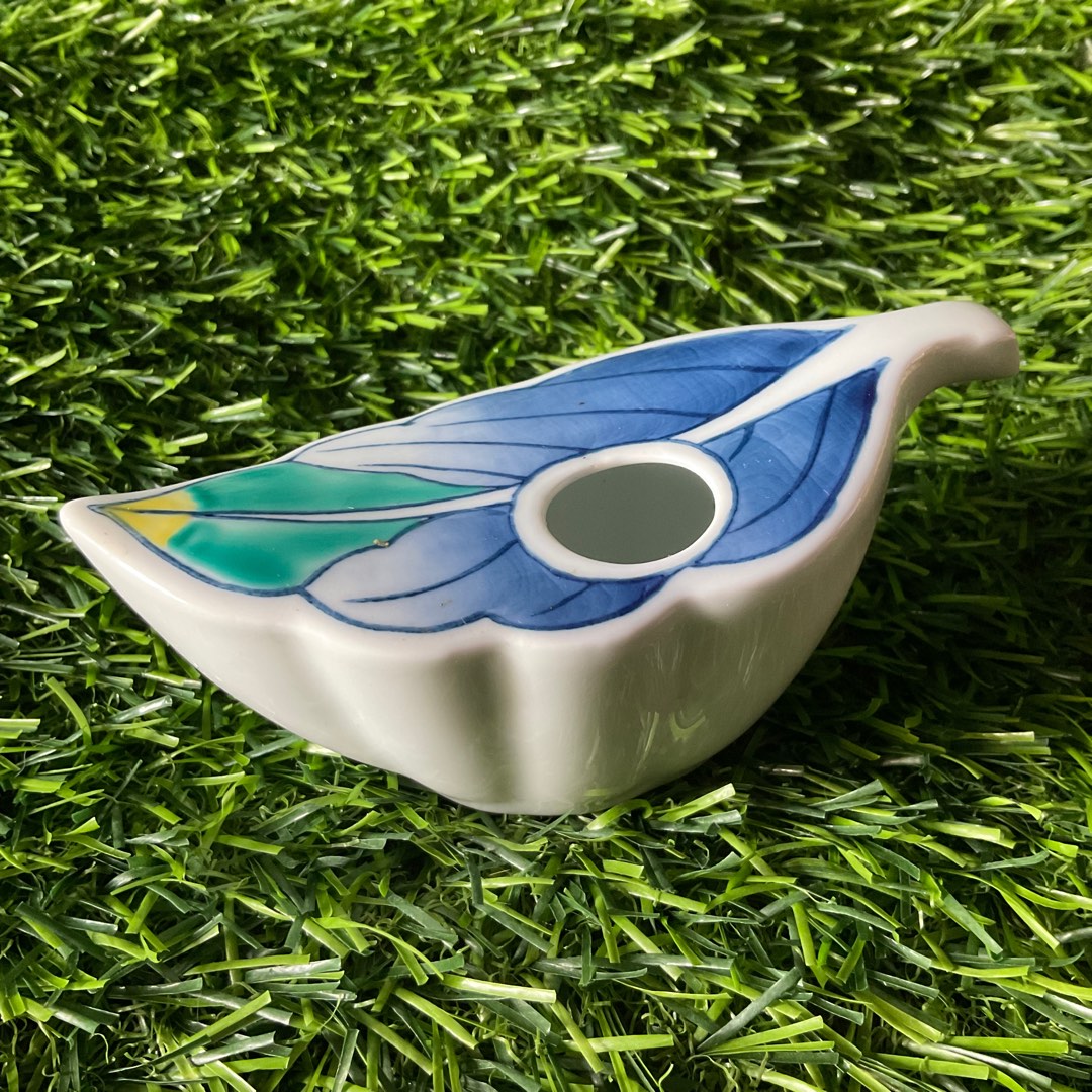 A18 Leaf Blue Green Porcelain Toothpick Holder with Signature Markings ...