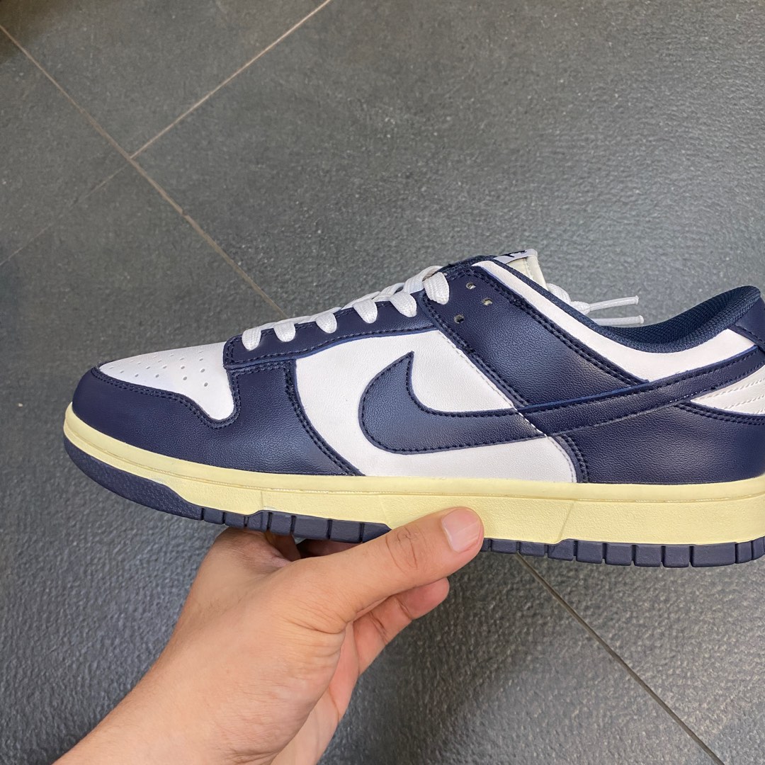Nike Dunk Low Navy Blue, Men's Fashion, Footwear, Sneakers on Carousell