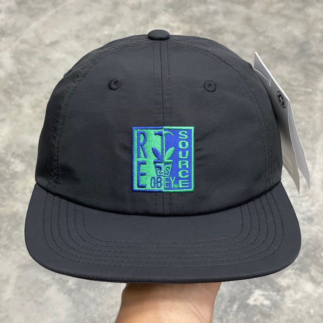 Obey Resource 6 Panel Strapback Cap Black not 5 panel camp dad snapback ...