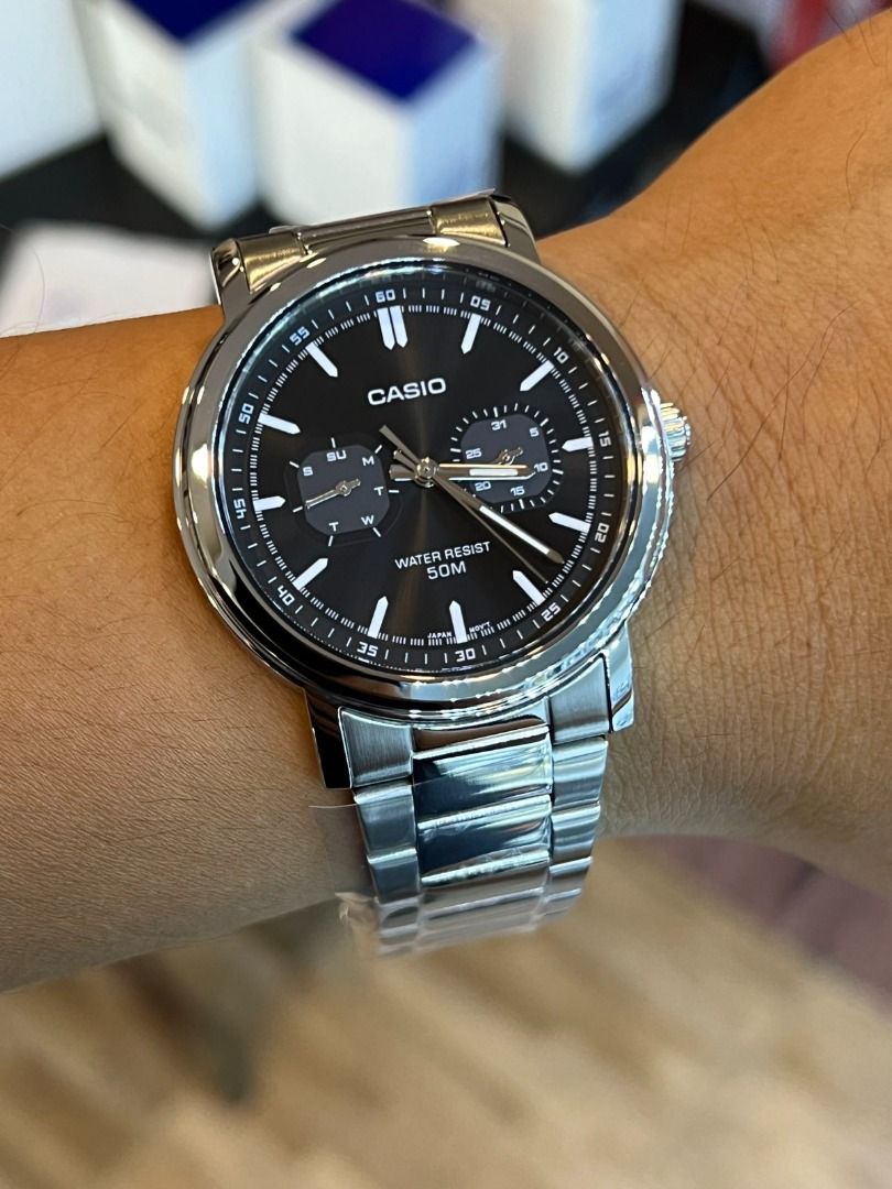 ORIGINAL CASIO Analog Black Dial Stainless Steel Men's Watch MTP-E335D ...