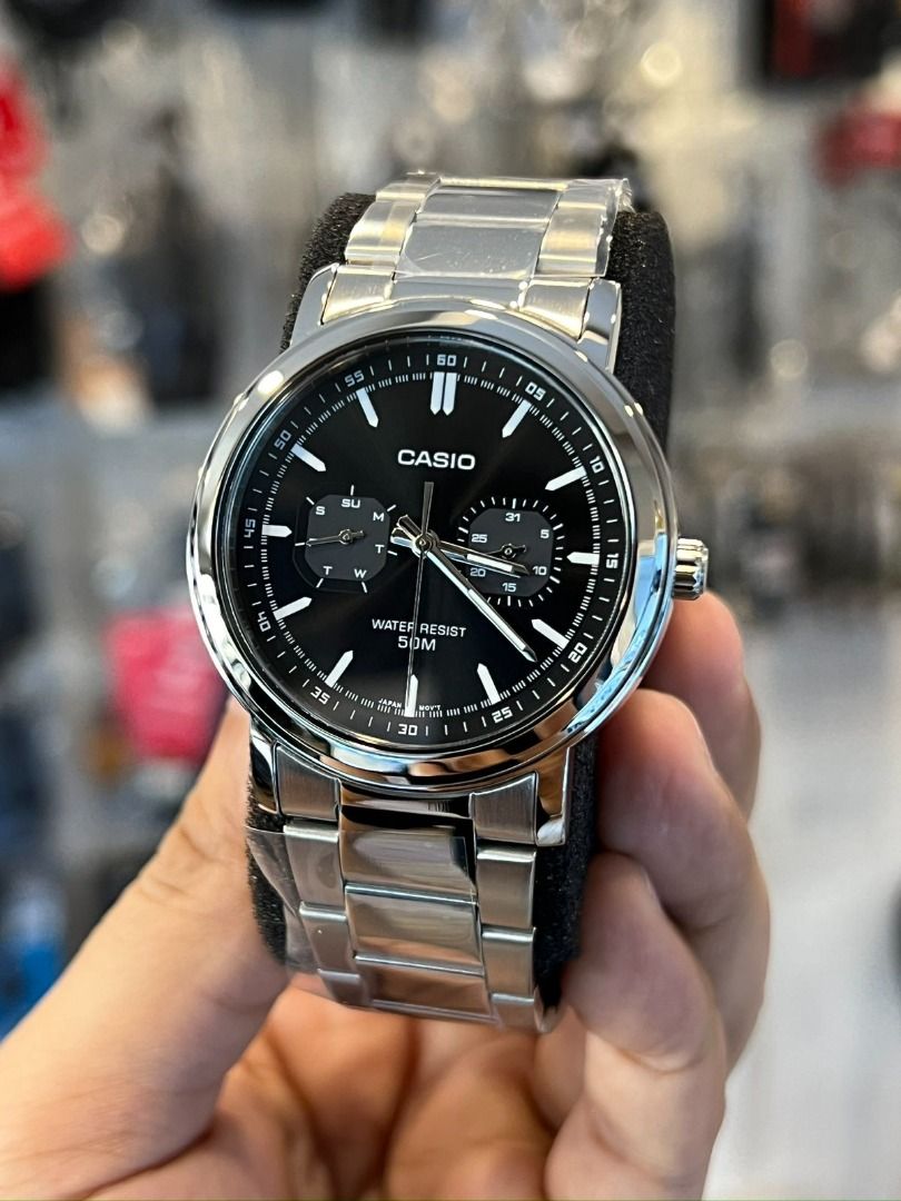 ORIGINAL CASIO Analog Black Dial Stainless Steel Men's Watch MTP-E335D ...