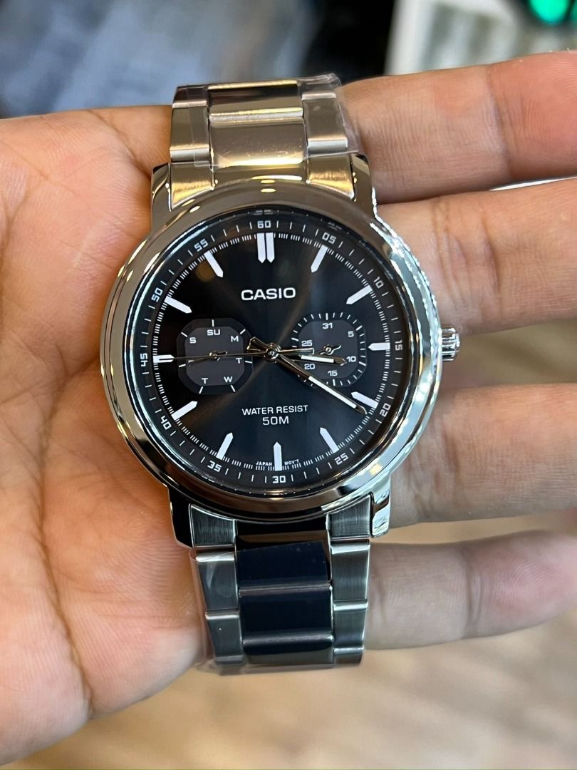 ORIGINAL CASIO Analog Black Dial Stainless Steel Men's Watch MTP-E335D ...