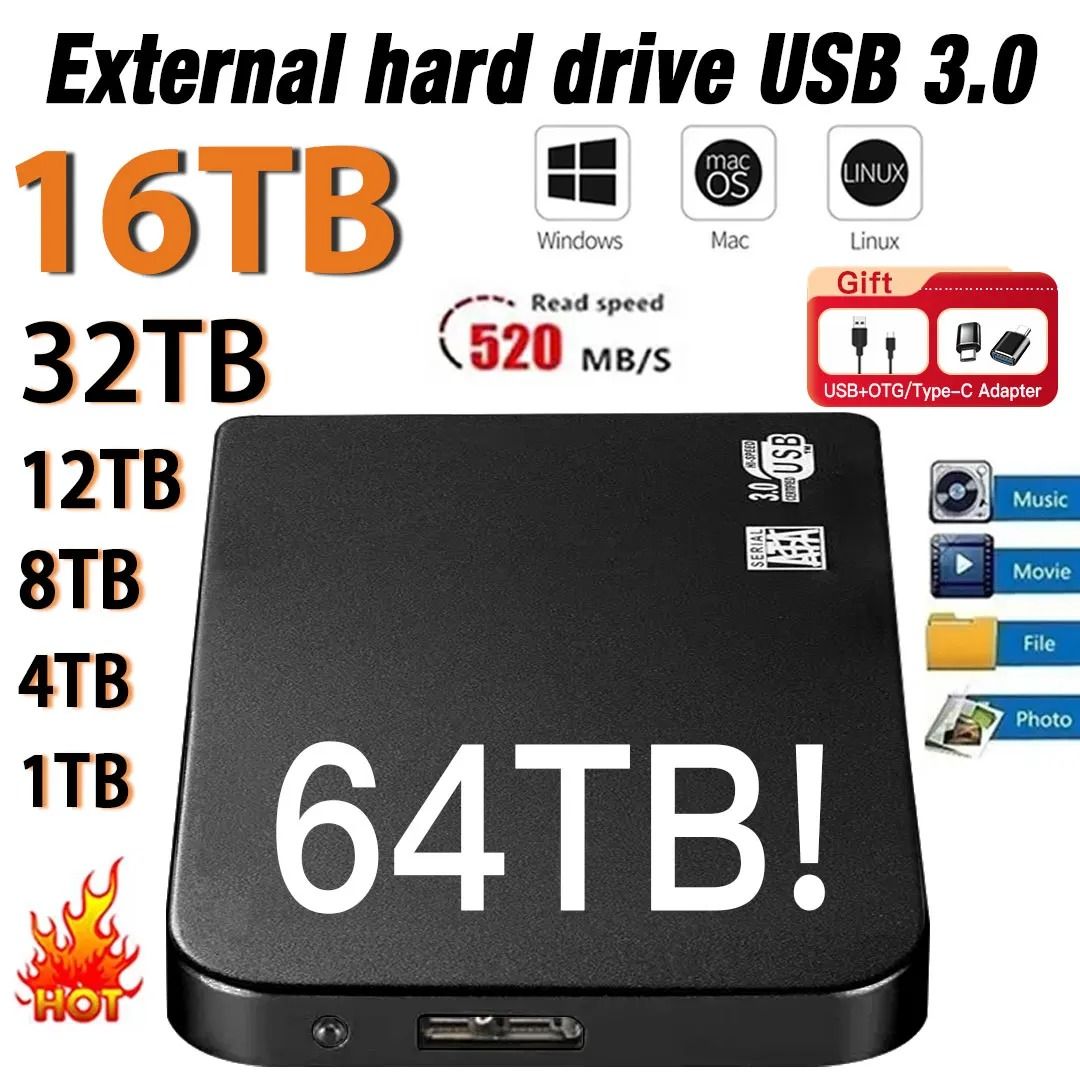 Original Portable SSD 1TB External Hard Drive 2tb Hard disk memory USB ...
