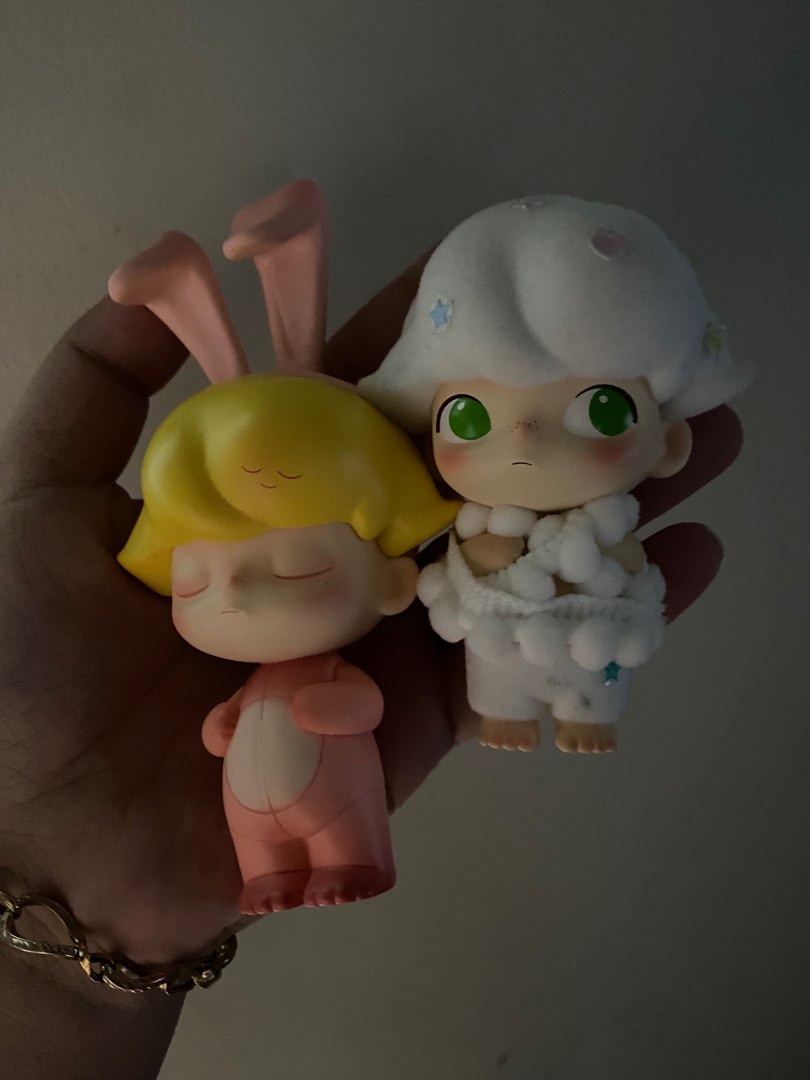 Popmart Dimoo Retro Sleeping Bunny and Snowball Mint, Hobbies & Toys ...