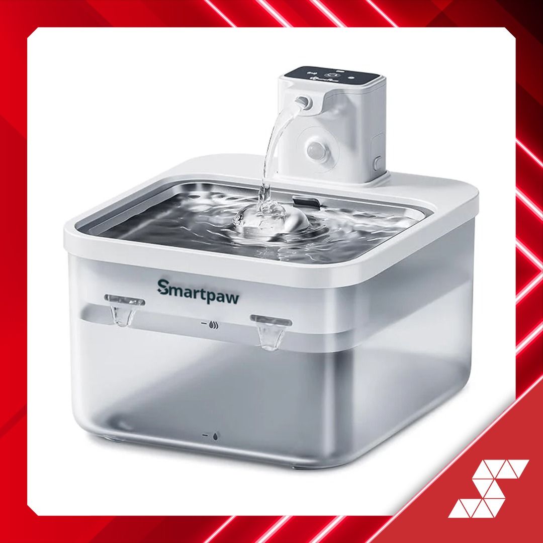 Smartpaw Wireless Pet Water Fountain Gen 2 - Rechargeable, Battery Operated, Stainless Steel ...