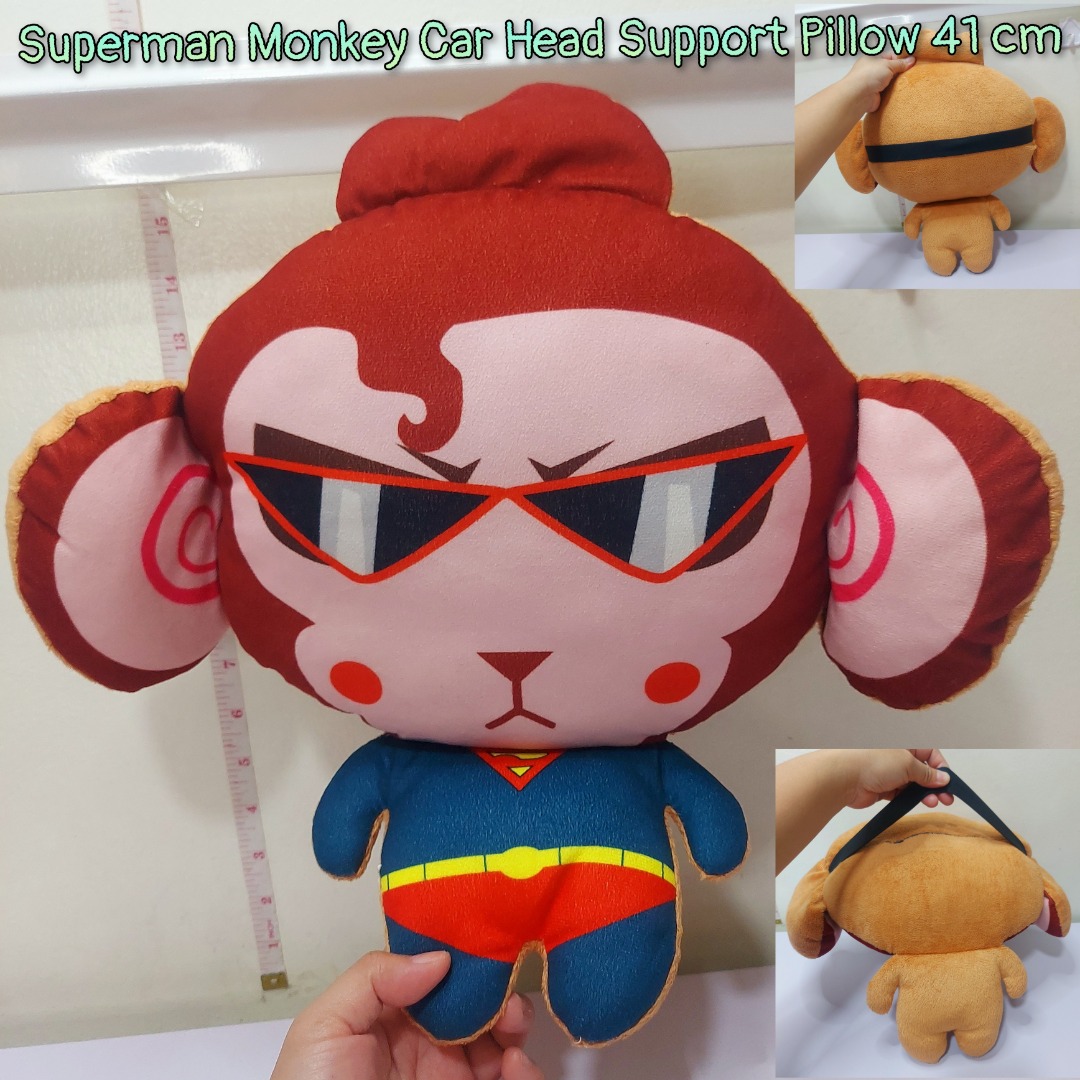 Superman Monkey 41 cm Car Seat Head Pillow Stuffed Toy, Hobbies & Toys ...