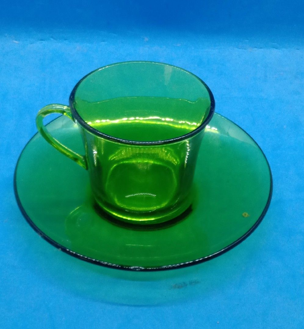 Vintage Duralex Emerald green tea Set, Furniture & Home Living ...