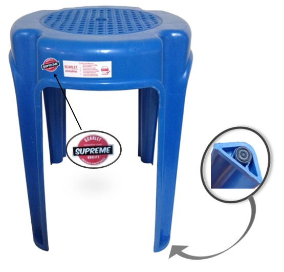 211 SCARLET SUPREME ROUND STOOL BABY BLUE WITH RUBBER FOOTING ...