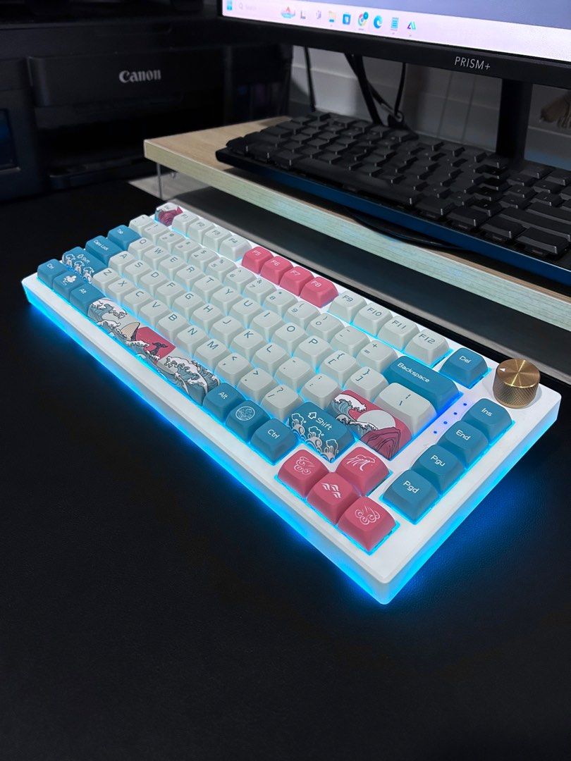 75% Custom Mechanical Keyboard (Coral Sea Keycaps) - Fully modded - Tri mode, Computers & Tech ...