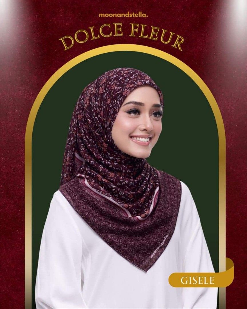 Bawal Moonandstella Tudung Burgundy, Women's Fashion, Muslimah Fashion ...