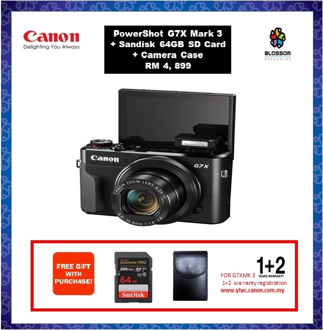 CANON POWERSHOT G7X MARK III (Black) + 64GB SD CARD + CAMERA CASE ...