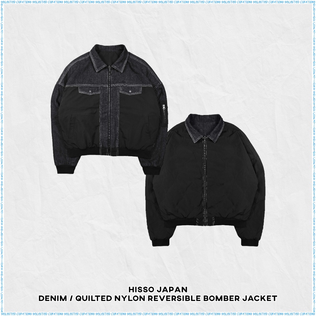 HISSO JAPAN REVERSIBLE DENIM / QUILTED NYLON BOMBER JACKET, Men's ...