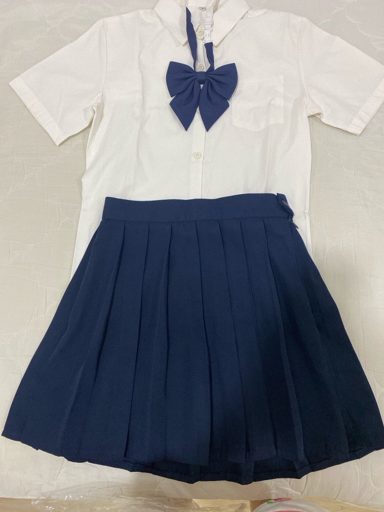 Jk school uniform set navy dark blue, Women's Fashion, Dresses & Sets ...