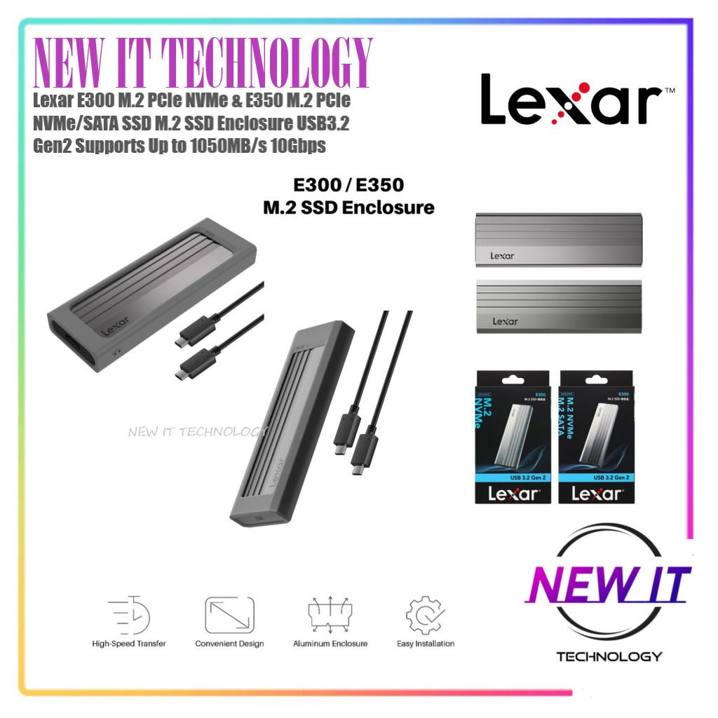 Lexar E300 M.2 PCIe NVMe & E350 M.2 PCIe NVMe/SATA SSD M.2 SSD ...