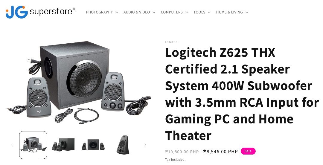 Logitech Z625 THX Certified 2.1 Speaker System with Subwoofer Multi ...