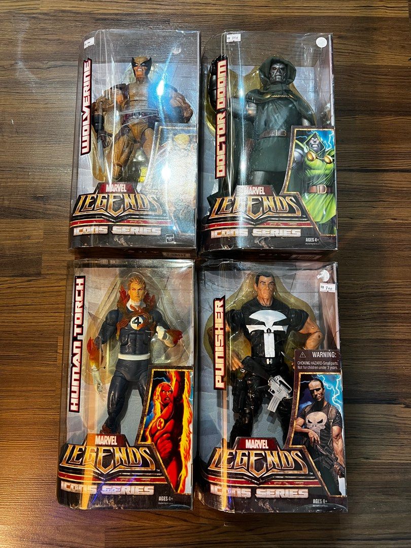 Marvel Legends Icons Series Wolverine Punisher Human Torch Dr Doom ...