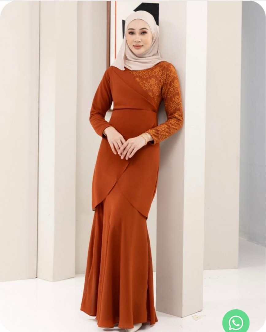 RAYHA KURUNG IN BRICK ORANGE, Women's Fashion, Muslimah Fashion, Baju ...